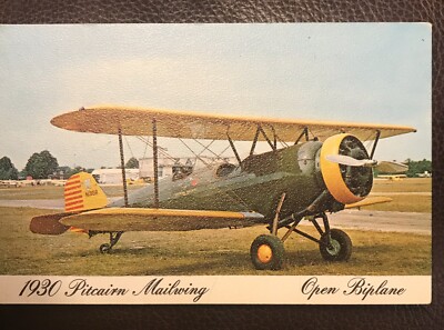 Vintage 1950’s 1930 Pitcairn Mailwing Biplane Airplane Postcard Plane ...