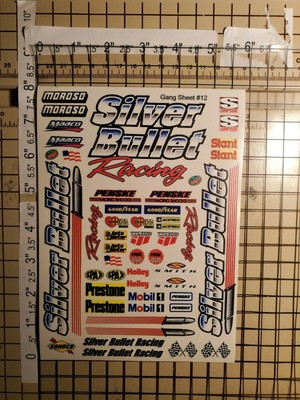 CLEAR VINYL Silver Bullet Sheet #12-R/C MODEL Decal 1/12-1/10-DIE CUT ...