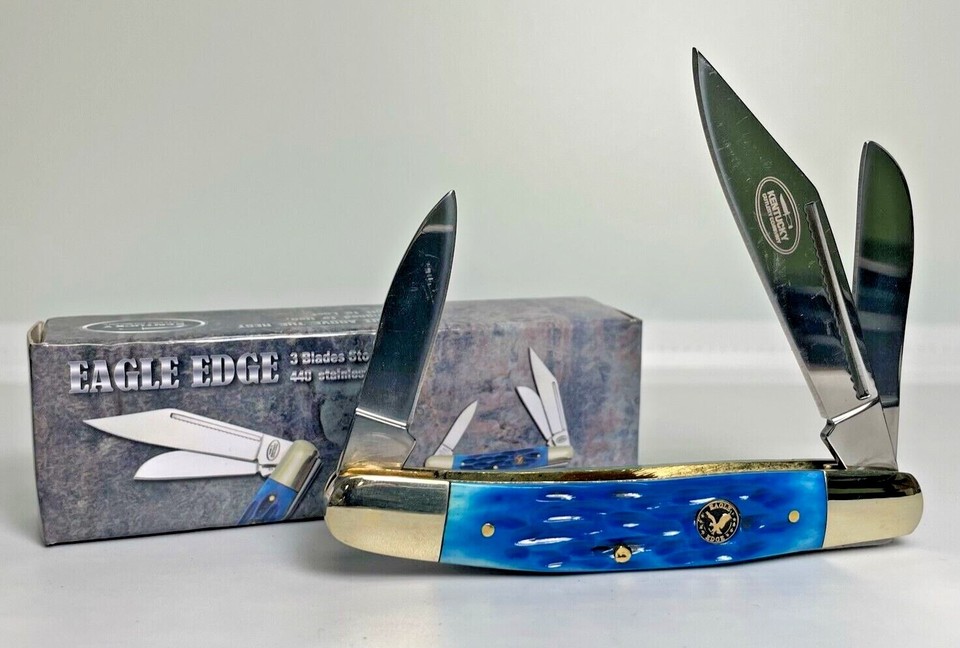 NEW! Kentucky Cutlery - EAGLE EDGE - Pocket Knife, WRANGLER Trapper, 2 ...