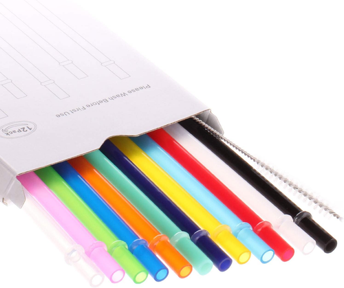 6" Plain Color Reusable Plastic Drinking Straws for Short Mini Mason ...