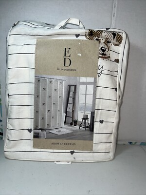 Ellen DeGeneres Puppy Love Shower Curtain Dog 72x72 Hearts Script ...