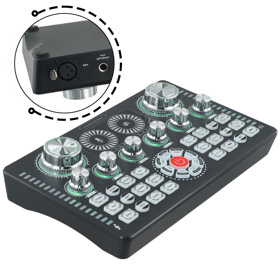 Q7 Sound Card Studio Record Mic Mixer Voice Changer Live Streaming ...