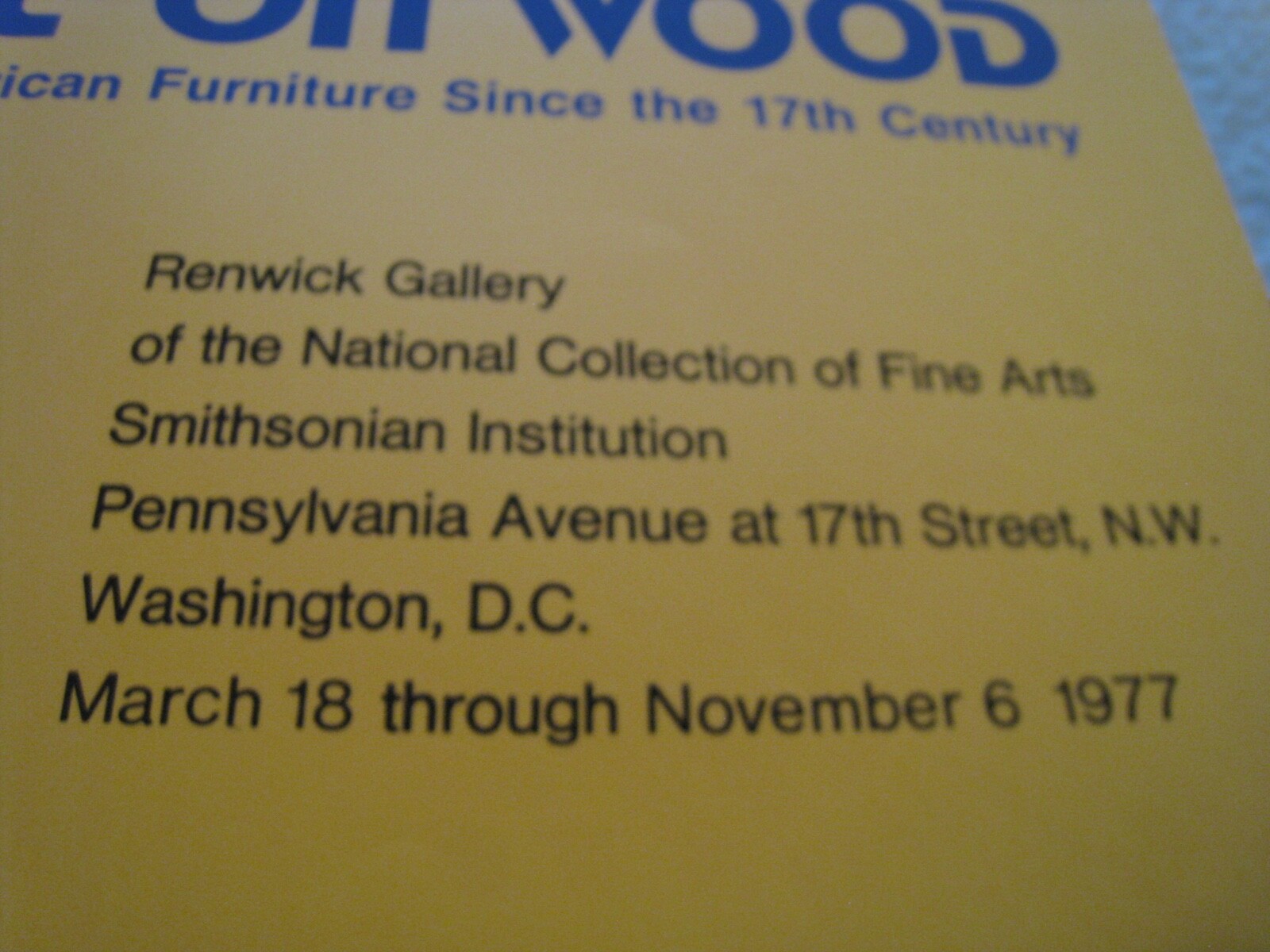 Vintage 1970s Art Exhibition Poster - Furniture Design - Renwick ...