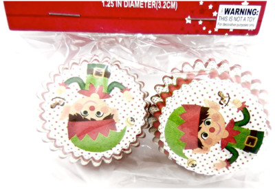 Christmas Elves Cupcake Cups,Jingle Bell Elf on Top,Red/Green,100x Mini ...