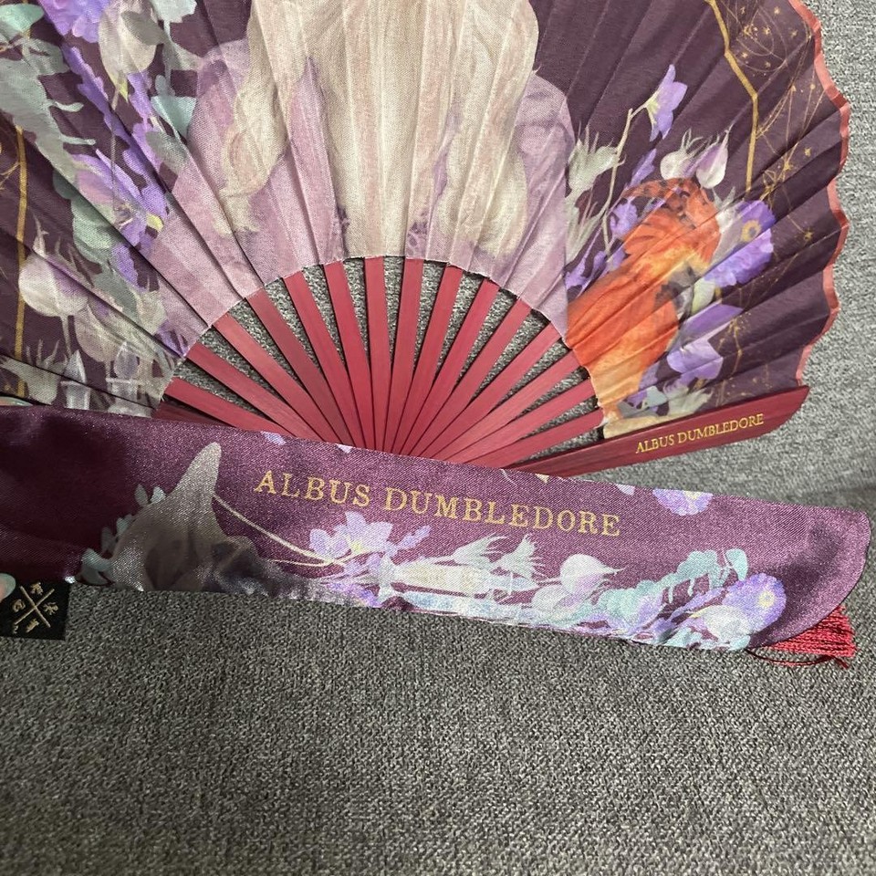 Harry Potter Dumbledore Fan Fan with Bird Illustration Purple Red Near ...