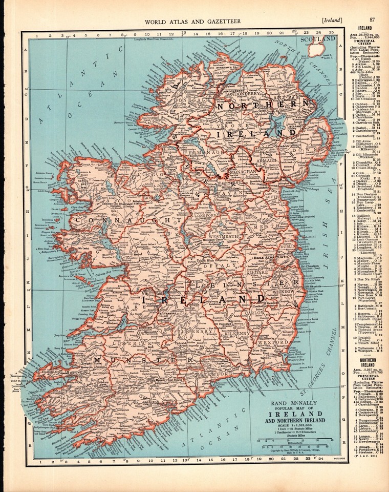 1942 Vintage IRELAND Map Antique Atlas Map of Ireland Gallery Wall ...