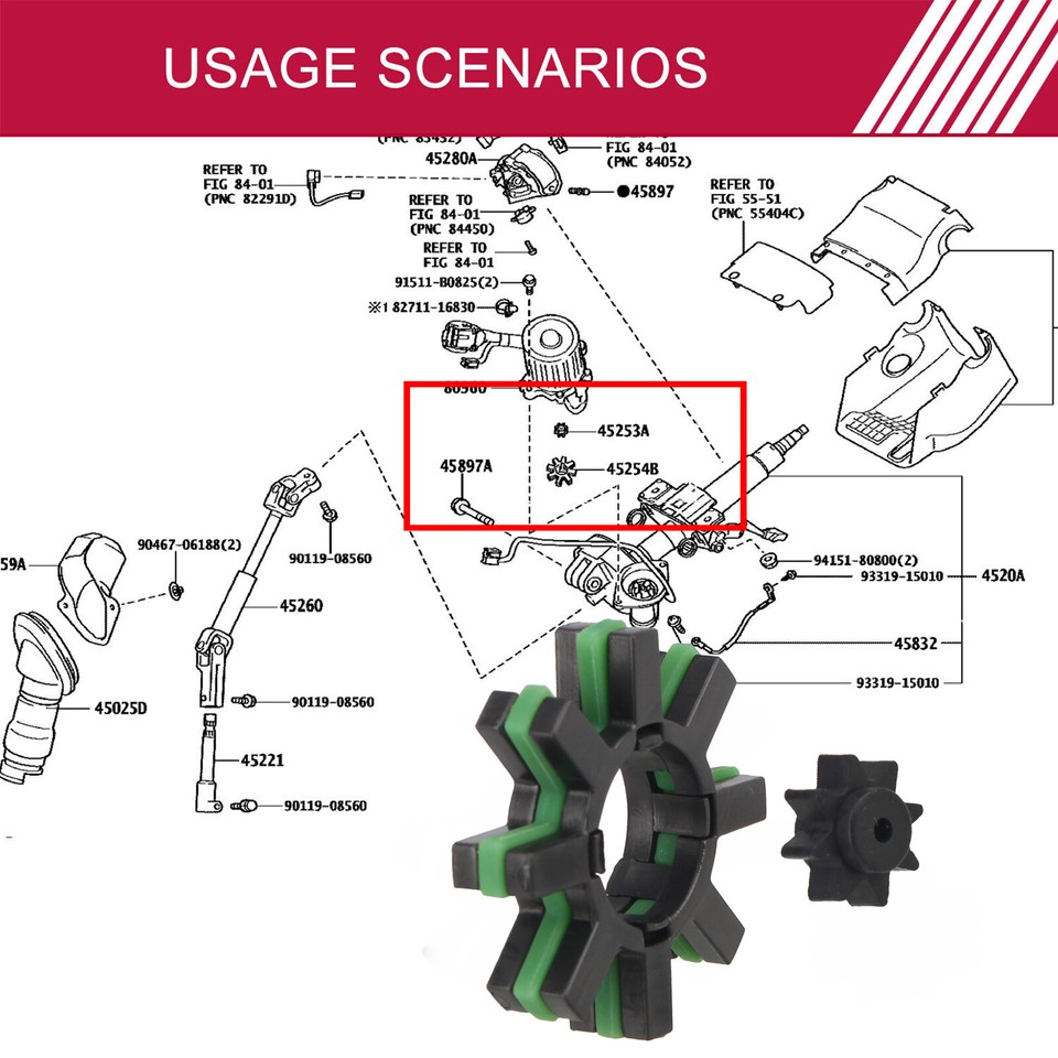 Steering Motor Elastic Coupling Gear 45254-28040 Fits Toyota Camry ...