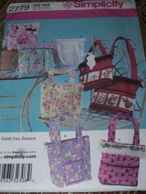SIMPLICITY #2779- DESIGNER FAITH VAN ZANTEN - GIRLS ( 5 STYLE ) PURSE ...