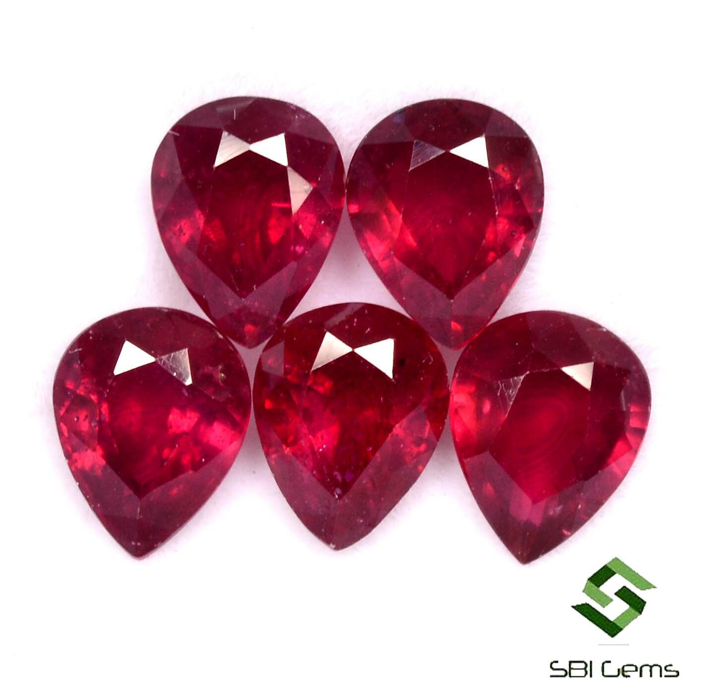 Natural Ruby Pear Cut 9x7 mm Lot 05 Pcs 11.79 Cts Calibrated Loose ...