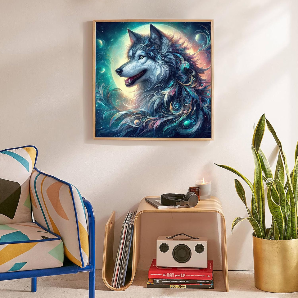 Wolf Diamond Painting Kits for Adults Beginners, Moon Wolf Diamond Art ...