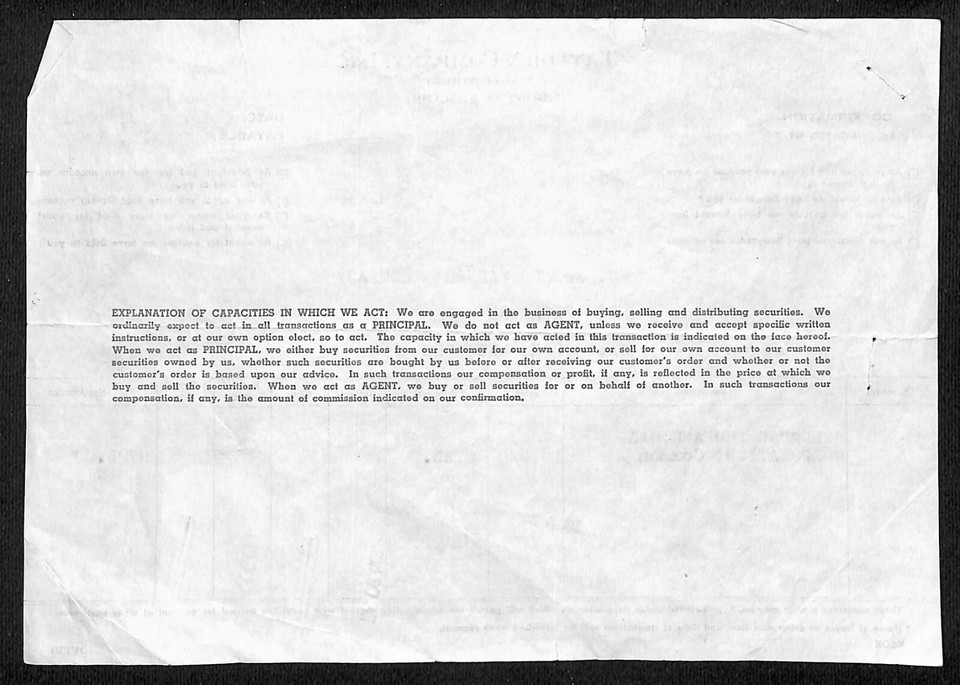 Taylor & Co. Milk St. Boston 1950 Stock Purchase Receipt w/Tax Stamps ...