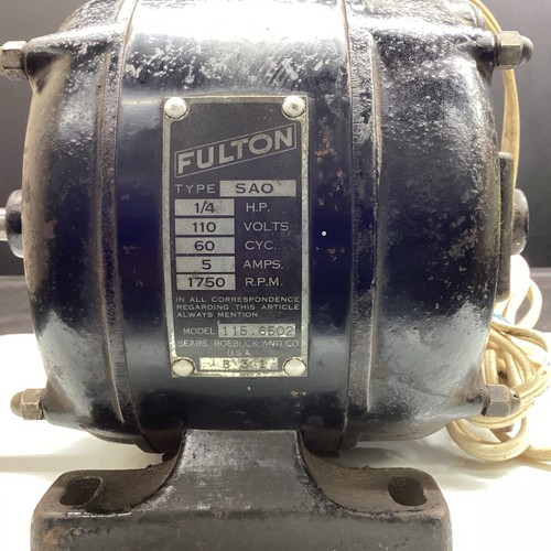 Vintage Fulton 1/4 HP Motor 1750 RPM Model 115.6502 Sears Roebuck And ...