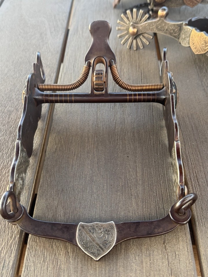 Steve Schmitt Gold & Silver Double Mounted Spurs And Show Bit ...