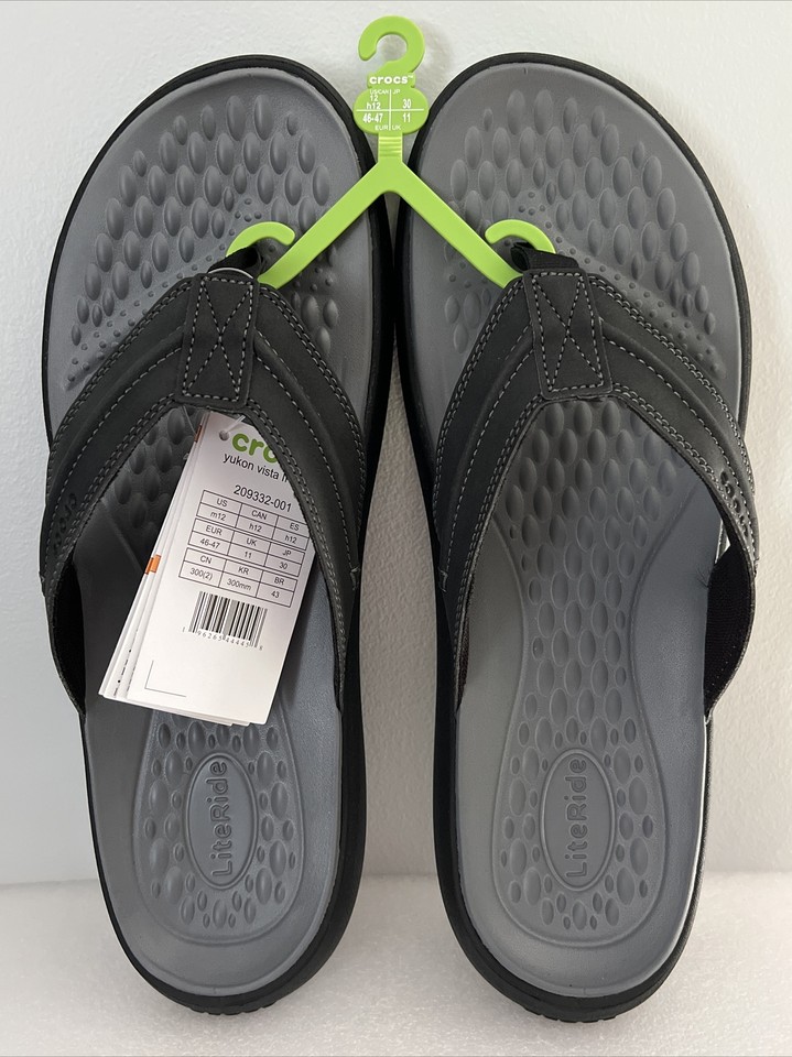 Crocs YUKON VISTA II Lite Ride FLIP Flop Black Mens 12 | eBay
