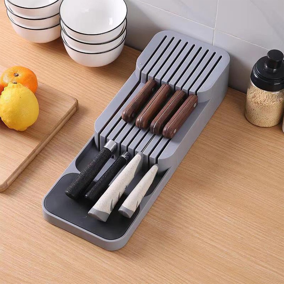 Kitchen Drawer Organizer Tray for Knives Knife Block Cutlery Storage ...