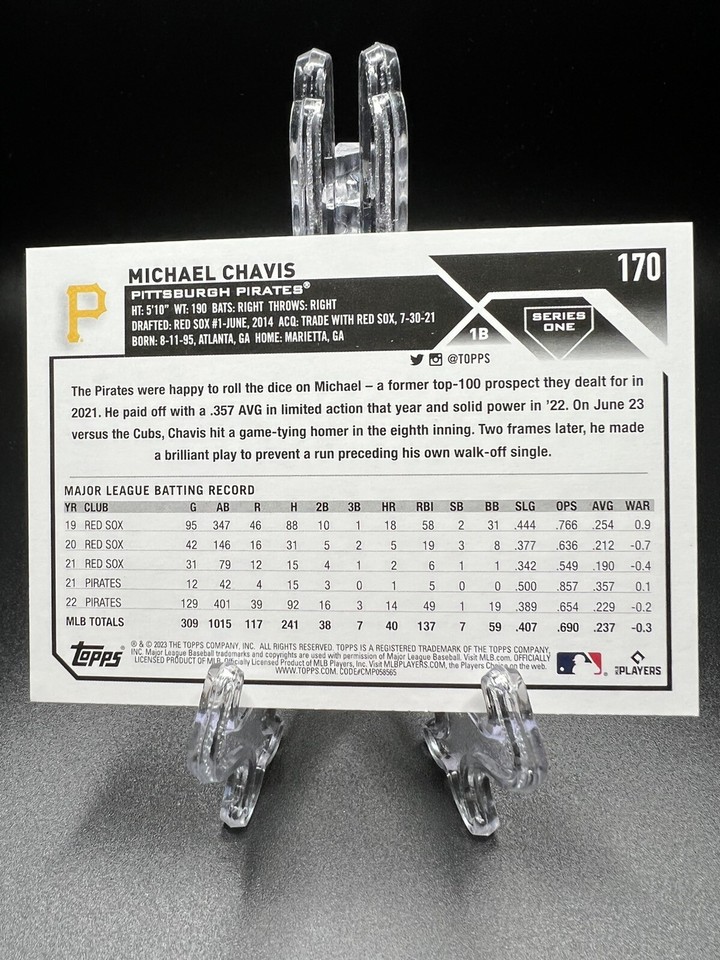 Michael Chavis 2023 Topps Series 1 #170 Rainbow Foil Pirates | eBay