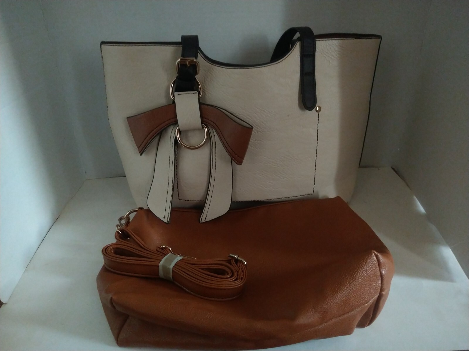 B. Lush Bag Purse lot of 2 Great Design Cream/Brown Color NWT | eBay