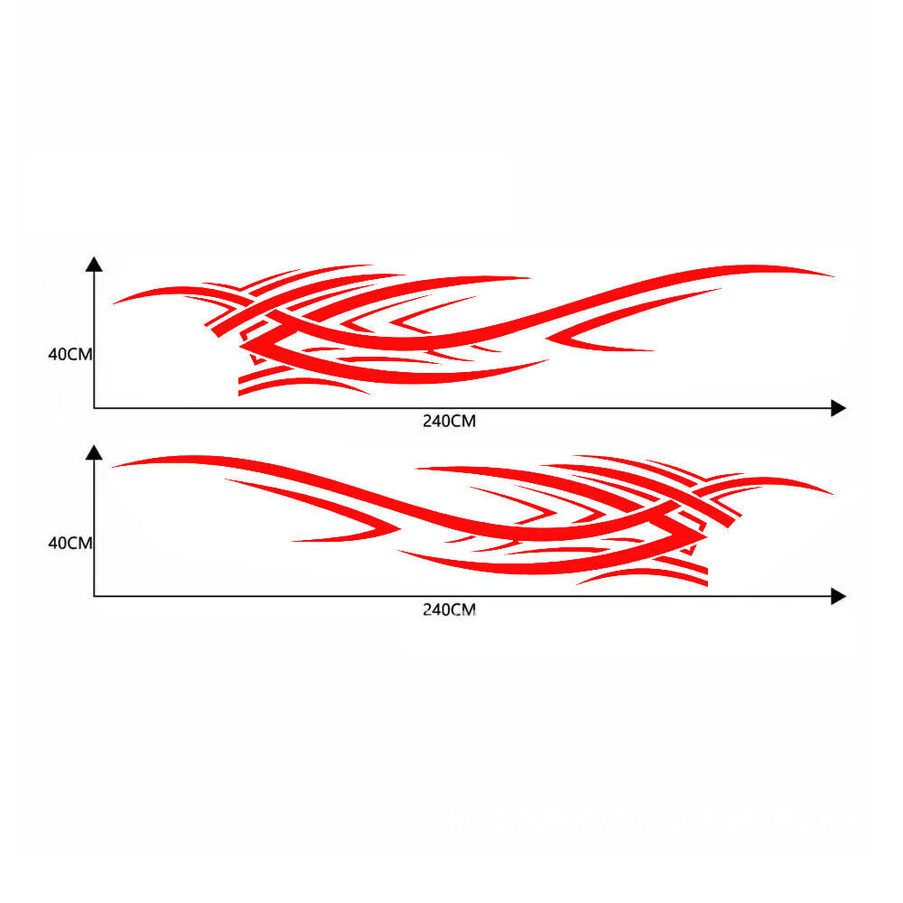 2x 7.8Ft Red Streamline Graphics Decal Stickers Car Body Side Skirt ...