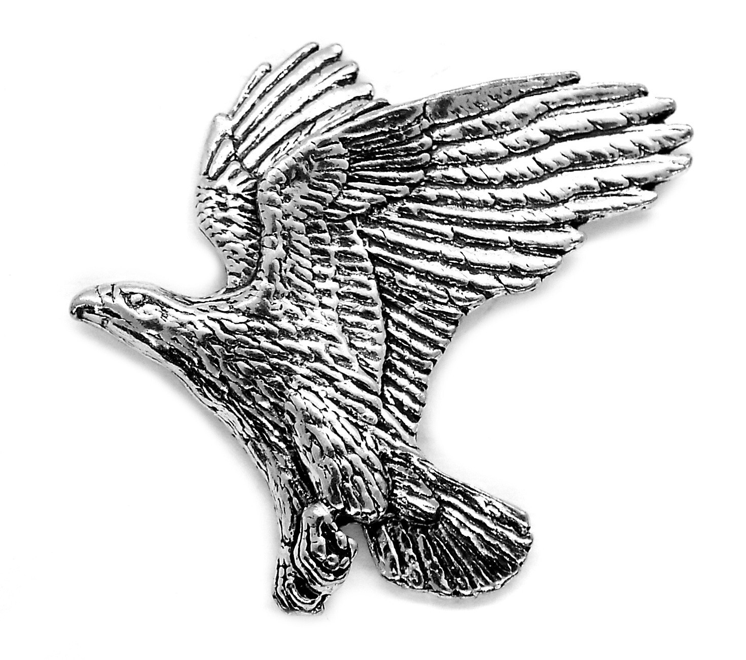 Eagle Pin Badge (Artisan English Silver Pewter Brooch in a burlap pouch ...