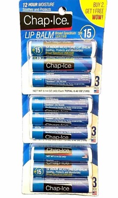 9 CHAP ICE SPF 15 ORIGINAL 12H MOISTURE SOOTHE DRY CHAPPED LIP BALM ...