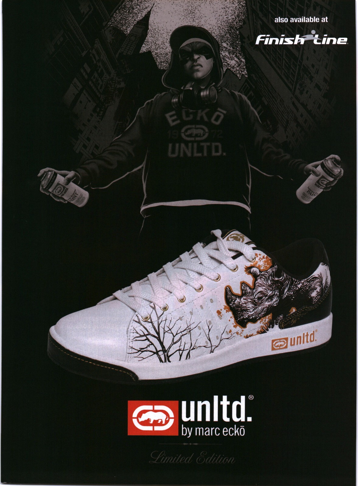 2007 VINTAGE PRINT AD - MARC ECKO UNLTD. LIMITED ED. SHOE AD RHINO ...