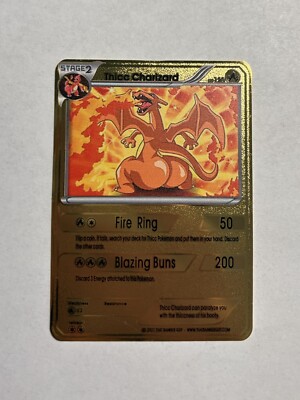 Thicc Charizard Gold Metal High Quality Fan Art Card Funny Collectible ...