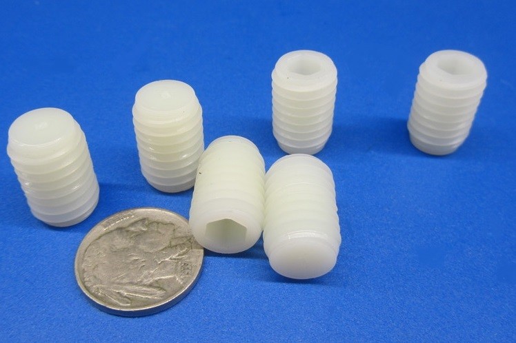 Nylon 66 Plastic Set Screws, Flat Point, 1/2"-13 x 3/4" Length, 25 ...