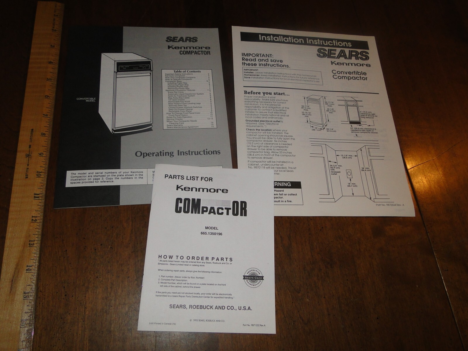 Sears Kenmore Compactor owner's manual instructions parts list | eBay