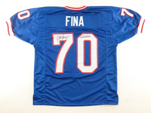 John Fina Signed Buffalo Jersey Inscribed "#Bills Mafia" (JSA) 1992 1st ...