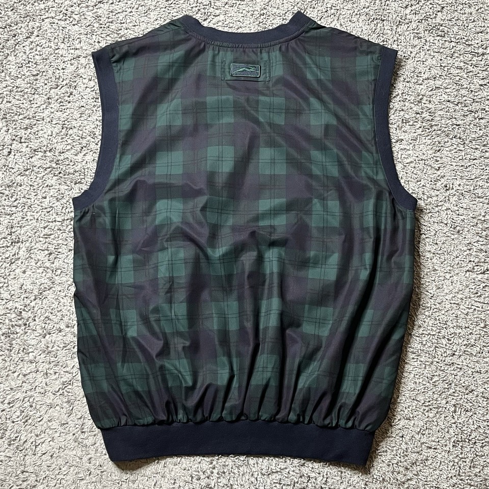 New Slazenger Golf Vest Mens Large Green Plaid Wind Stopper V Neck OWCC ...