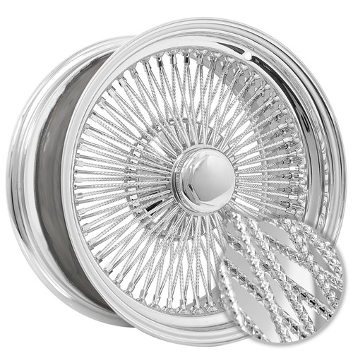 15x7" LA Wire Wheels STD Diamond Cut 100-Spoke Straight Lace Chrome ...