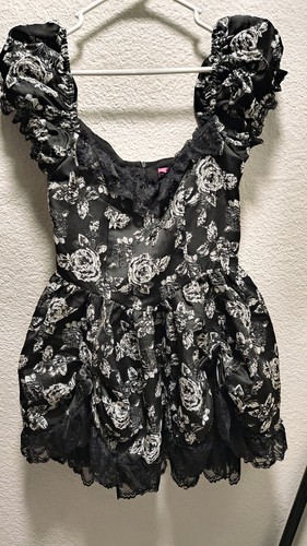 Dolls Kill Sugar Thrillz Tea And Circumstance Black Brocade Lace Mini ...