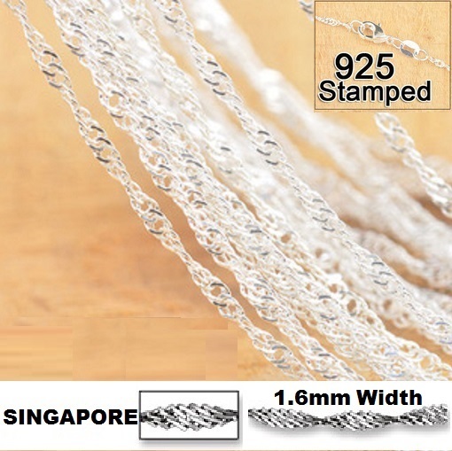 Necklace Chains 925 Sterling Silver - 8 Styles - Figaro, Curb, Box ...