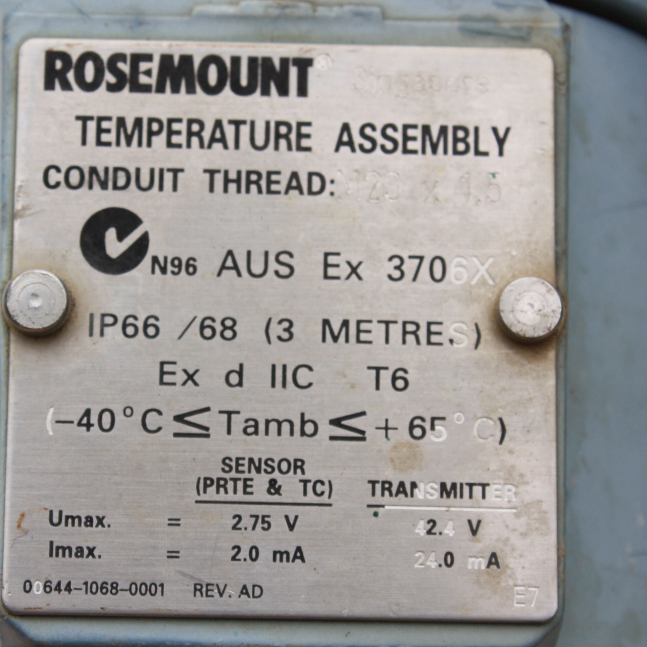 Rosemount Temperature sensor transmitte 644HANAXA PT100_385 4 WIRE 0 ...