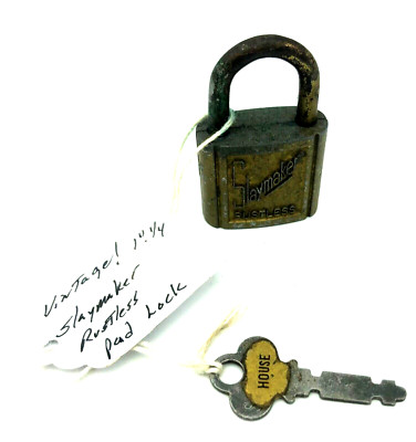 Vintage! 1".1/4 Rustless Hardened Steel SlayMaker Padlock w/Key | eBay