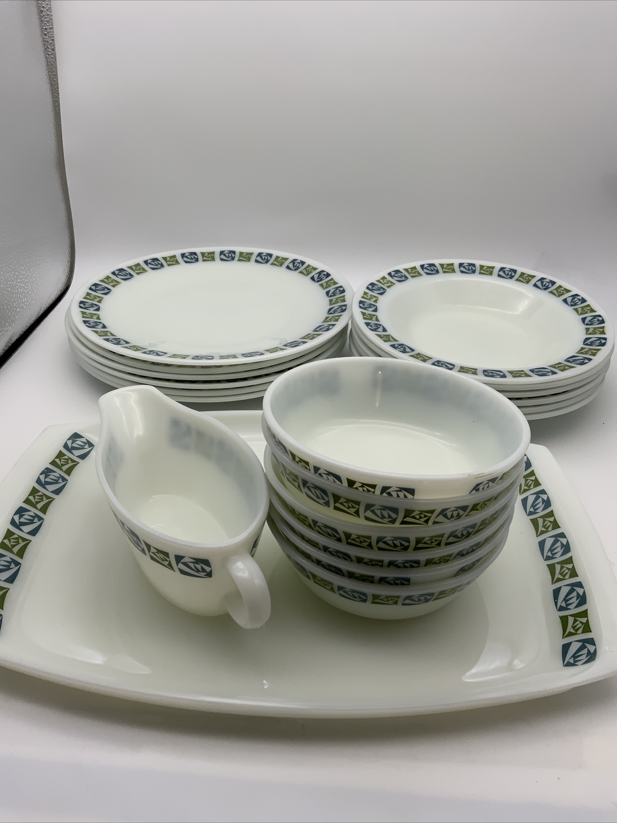 Vintage Pyrex Checkers Design Crockery Plate Bowl Server Individual ...