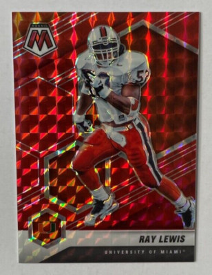 Ray Lewis 2022 Panini Mosaic Draft Picks RED PRIZM #57 Miami Hurricanes ...