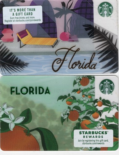 2 different FLORIDA REGIONAL STARBUCKS PLASTIC GIFT CARD | eBay