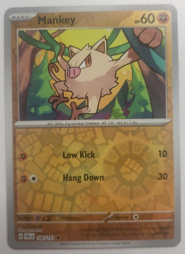 Mankey Reverse Holo Dark Pokemon TCG Scarlet & Violet Paldea Evolved ...