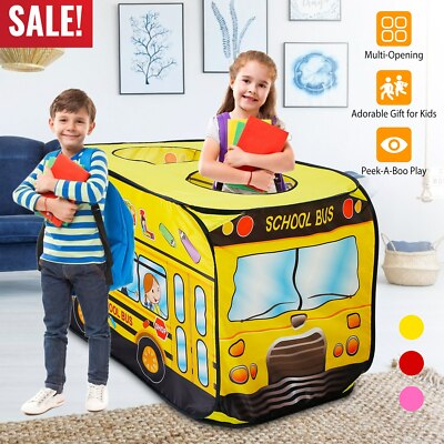 School Bus Play Tent Pop-up Vehicle Pretend Play Toy Car Tent Kids ...
