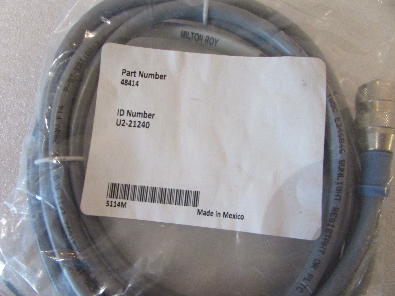 Milton Roy Pump 5 Pin Female Cord Set Cable # U2-21240 / 48414 for sale ...