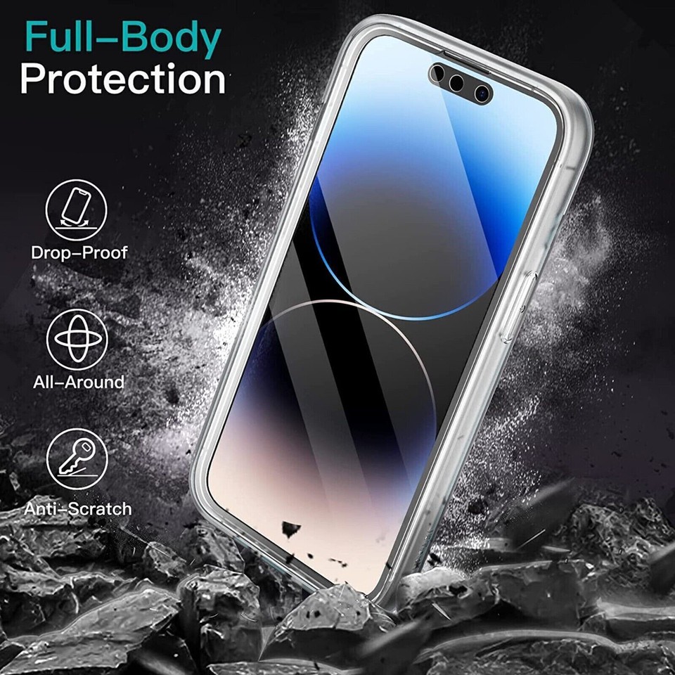 CLEAR FULL BODY 360 Case iPhone 16 15 14 13 12 Pro XS Max Shockproof ...