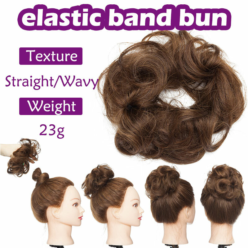 Real Human Hair Natural Scrunchie Messy Bun Updo Human Hair piece ...