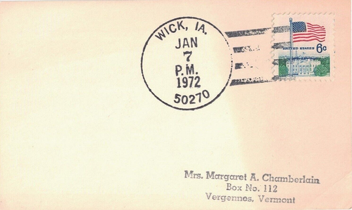 1972 Wick, Iowa "Last Day" 4-bar Cancel on Postcard -- DPO ~ | eBay