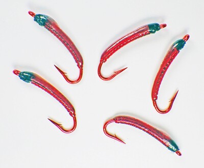 Epoxy Blood Worm Nymphs Midge Larva - Premium Trout Fly Fishing Flies ...