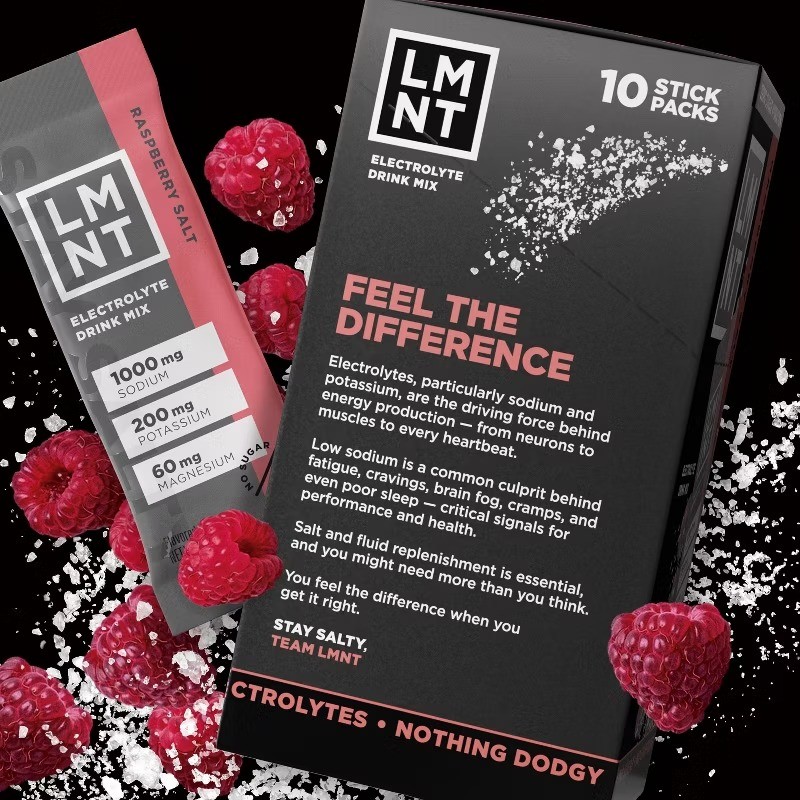 LMNT Zero-Sugar Electrolytes Sports Drink - Raspberry Salt - 2.1oz/10ct ...