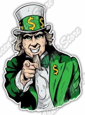 Uncle Sam Money Man Green Dollar USA Car Bumper Window Vinyl Sticker ...