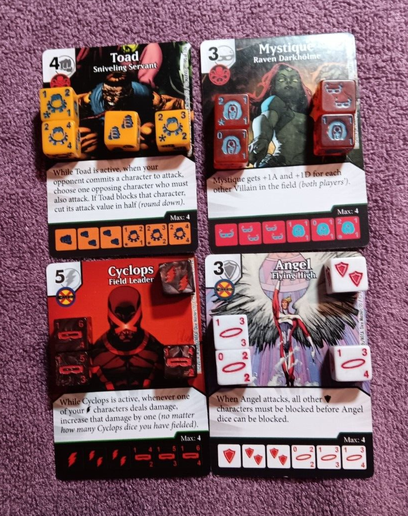 angel 63 cyclops 70 mystique 79 toad 90 of 126 x men marvel dice master ...