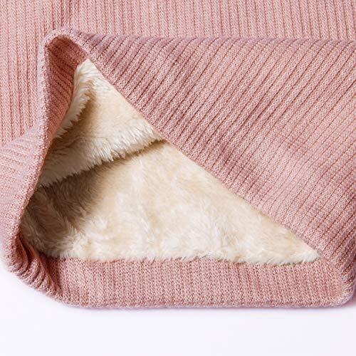 Infinity Scarf Winter Double-Layer Neck Warmer Knit Fleece Lined B-pink ...