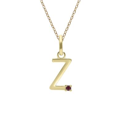 Initial Z Ruby Letter Necklace in 9ct Yellow Gold | eBay Australia